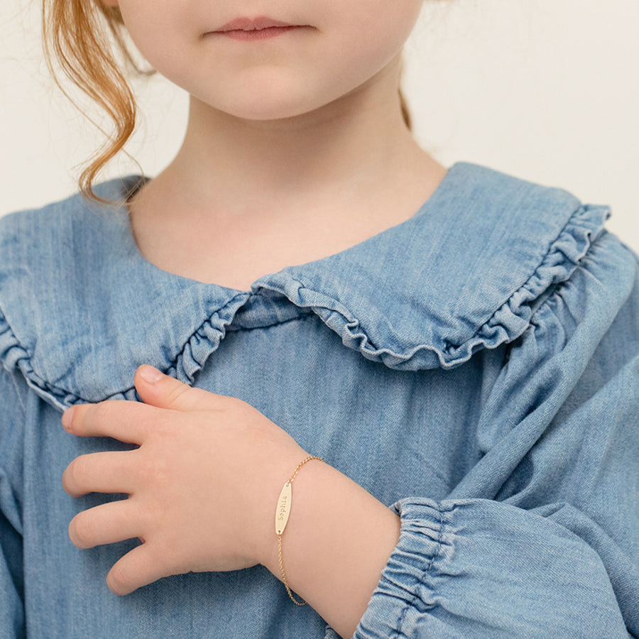 14k Gold 5-6" Classic Engravable Tag ID Baby / Toddler / Kids Bracelet