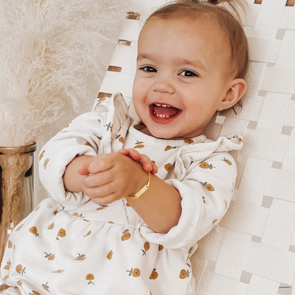 14k Gold 5.5" Engravable ID Figaro Baby / Toddler / Kids Bracelet